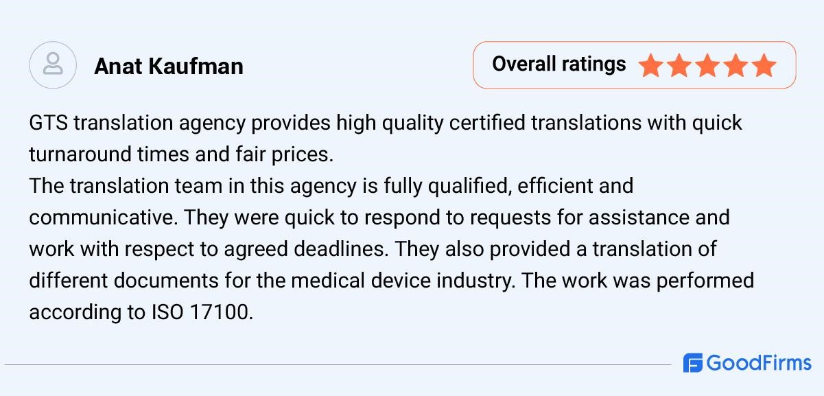 GTS Translation Services is Recognized by GoodFirms as the Best Company to Work With - GTS Blog